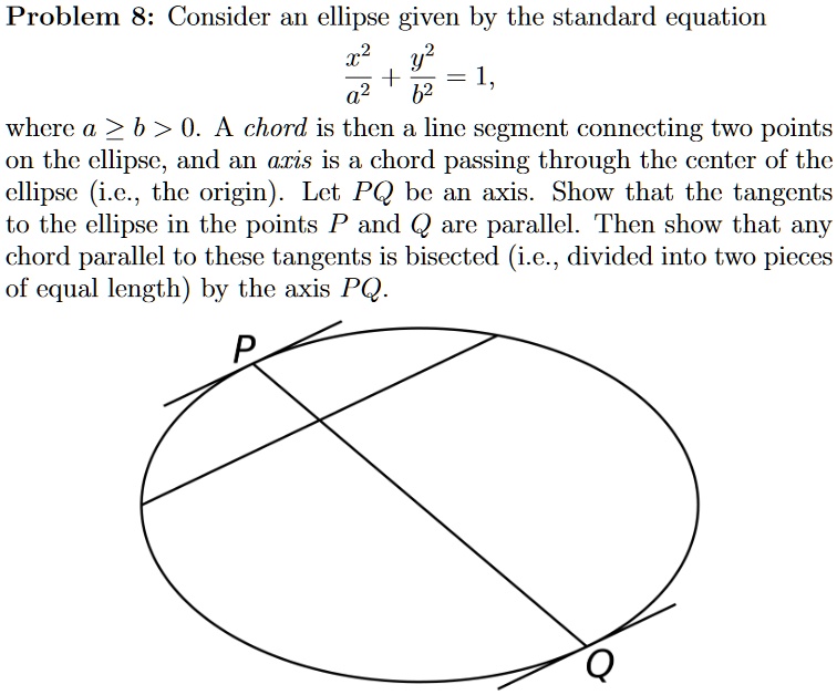 SOLVED: Consider an ellipse given by the standard equation x^2/a^2 + y^2/b^2 = 1, where a ≥ b ...