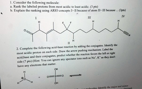 SOLVED: Consider the following molecule: Rank the labeled protons from most acidic least acidic ...