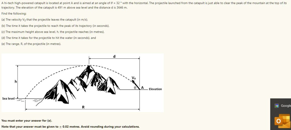 SOLVED: A hi-tech high-powered catapult is located at point A and is ...