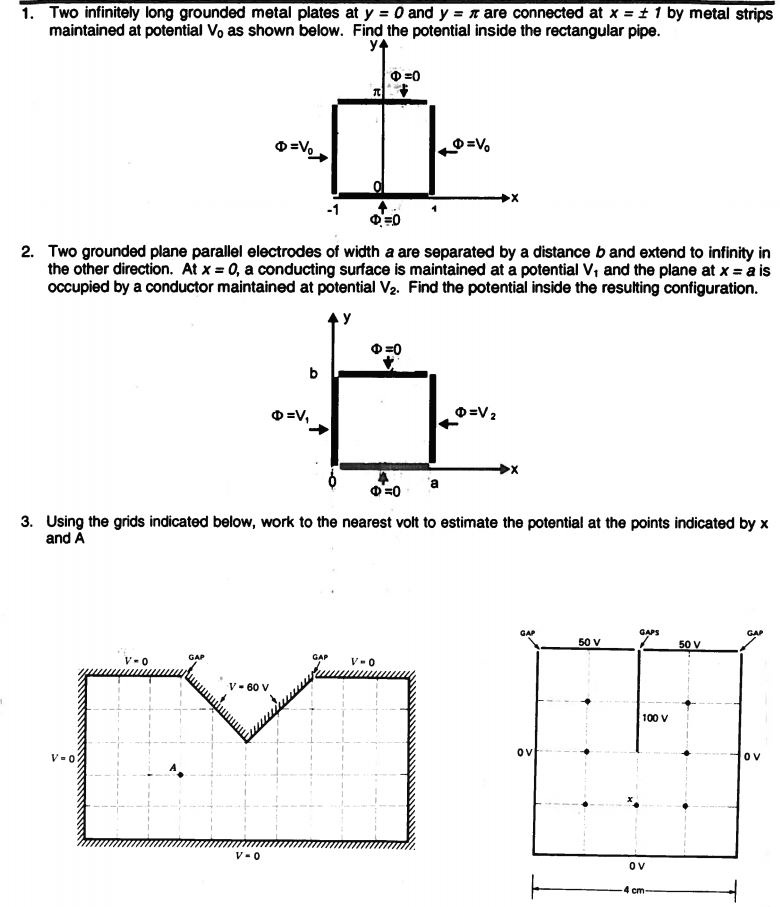 1. Two infinitely long grounded metal plates at y = 0 and y = ? are ...