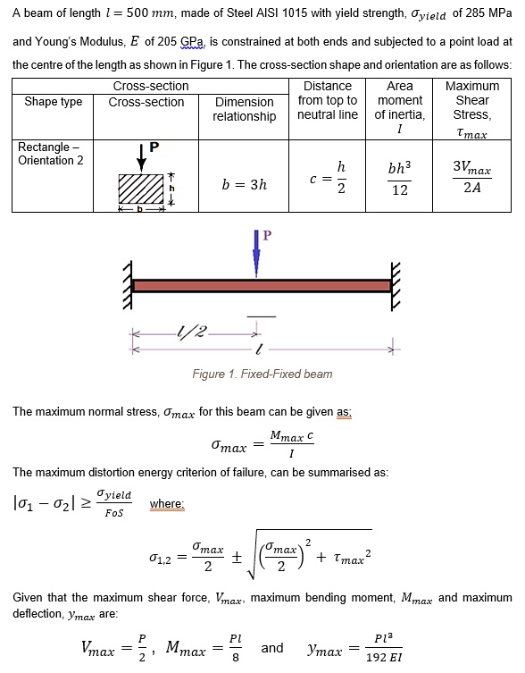 SOLVED: For a factor of safety (FoS) of 5, an applied force, P of 15 kN ...