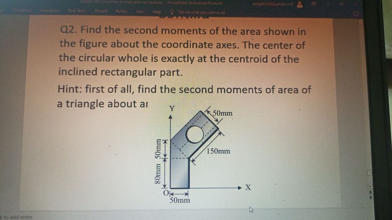 Q2. Find the second moments of the area shown in the figure about the ...