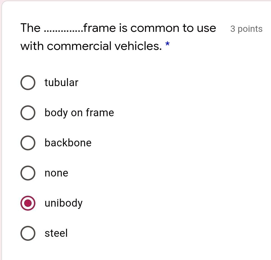 The body on frame is common to use with commercial vehicles.