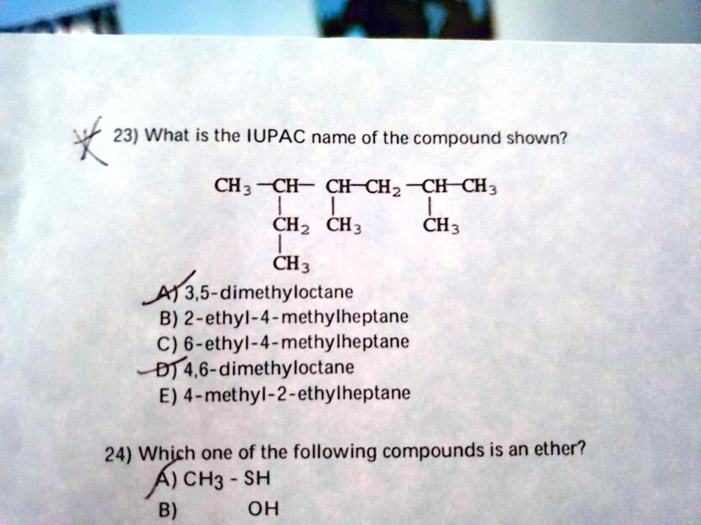 23) What is the IUPAC name of the compound shown? CH3-CH-CH-CH2-CH-CH3 ...