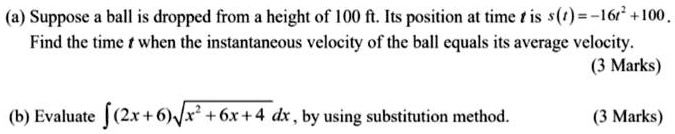 SOLVED: (a) Suppose a ball is dropped from a height of 100 ft. Its ...