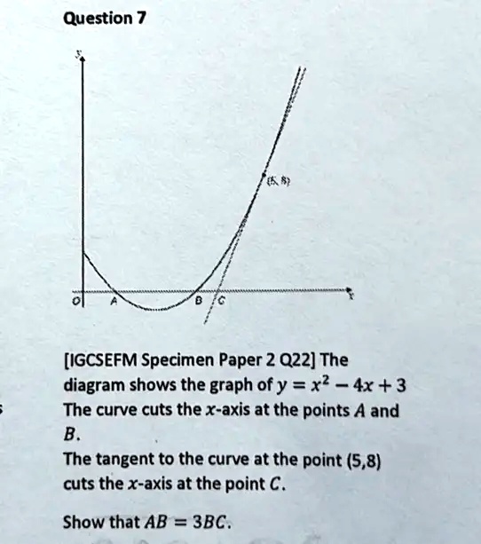 SOLVED: [IGCSEFM Specimen Paper = 2 Q22] The diagram shows the graph of y = x^2 - 4x + 3. The ...