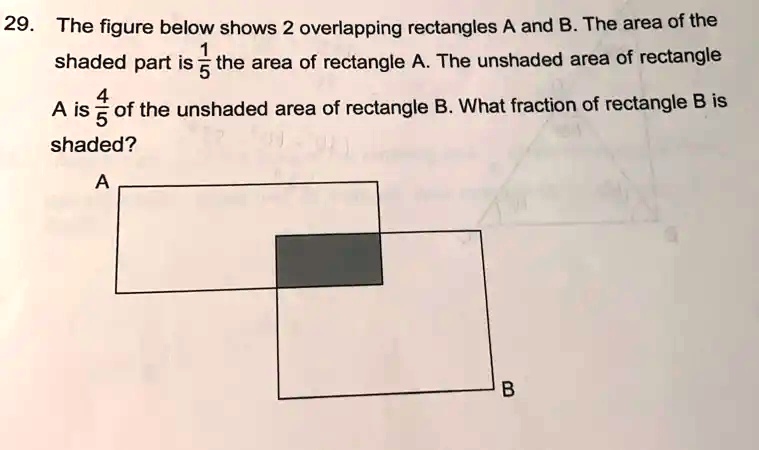 29. The figure below shows 2 overlapping rectangles A and B. The area ...