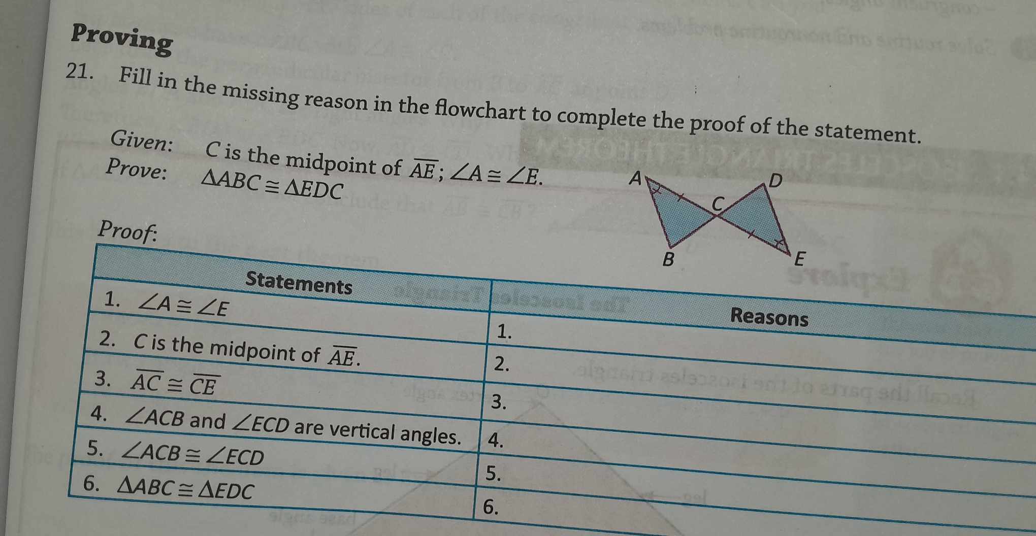 proving 21 fill in the missing reason in the flowchart to complete the ...