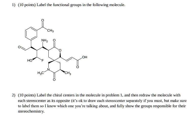 1 10 points label the functional groups in the following molecule nhz ...
