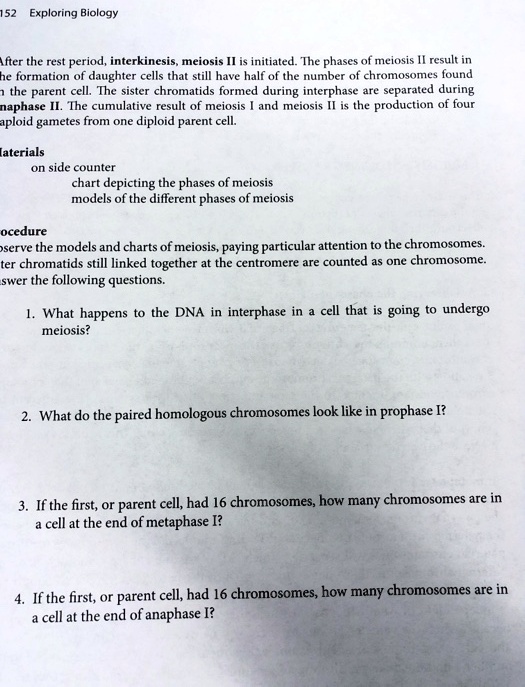 exploring blology ifter the rest period interkinesis meiosis il is ...