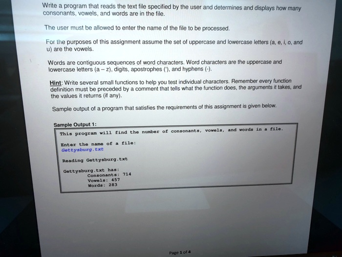 Must Be In C Programing User Will Input A File And The Program Will Output How Many Constants