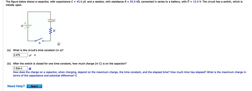 SOLVED: Texts: need to know part b The figure below shows a capacitor, with capacitance C = 45.0 ...