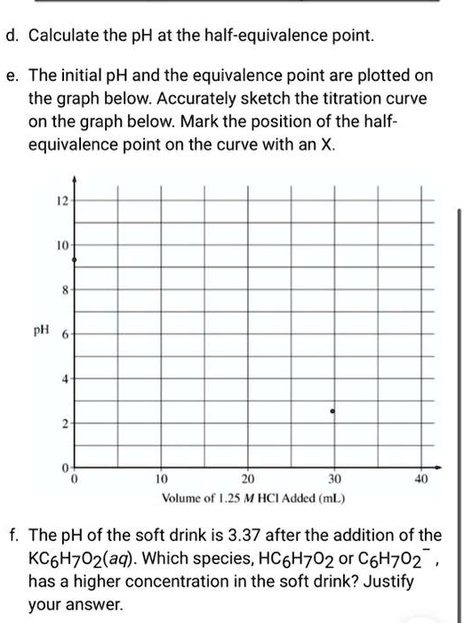 calculate the ph at the half equivalence point the initial ph and the equivalence point are ...
