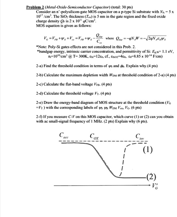 SOLVED: Problem 2(Metal-Oxide-Semiconductor Capacitor)(total:30 pts ...