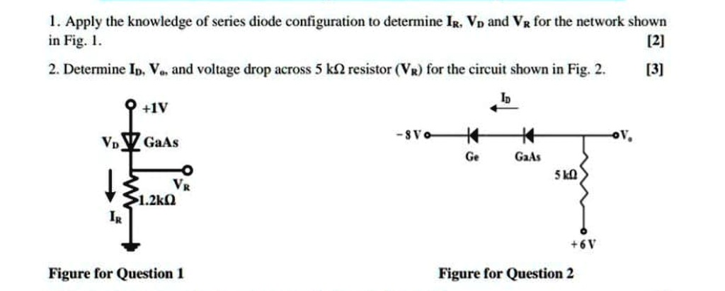 SOLVED: Apply the knowledge of series diode configuration to determine IR, Vn, and VR for the ...