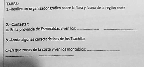 SOLVED: TAREA: 1.-Realiza un organizador grafico sobre la flora y fauna ...