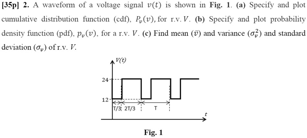SOLVED: [35p] 2. A waveform of voltage signal v(t) is shown in Fig: 13. (a) Specify and plot the ...