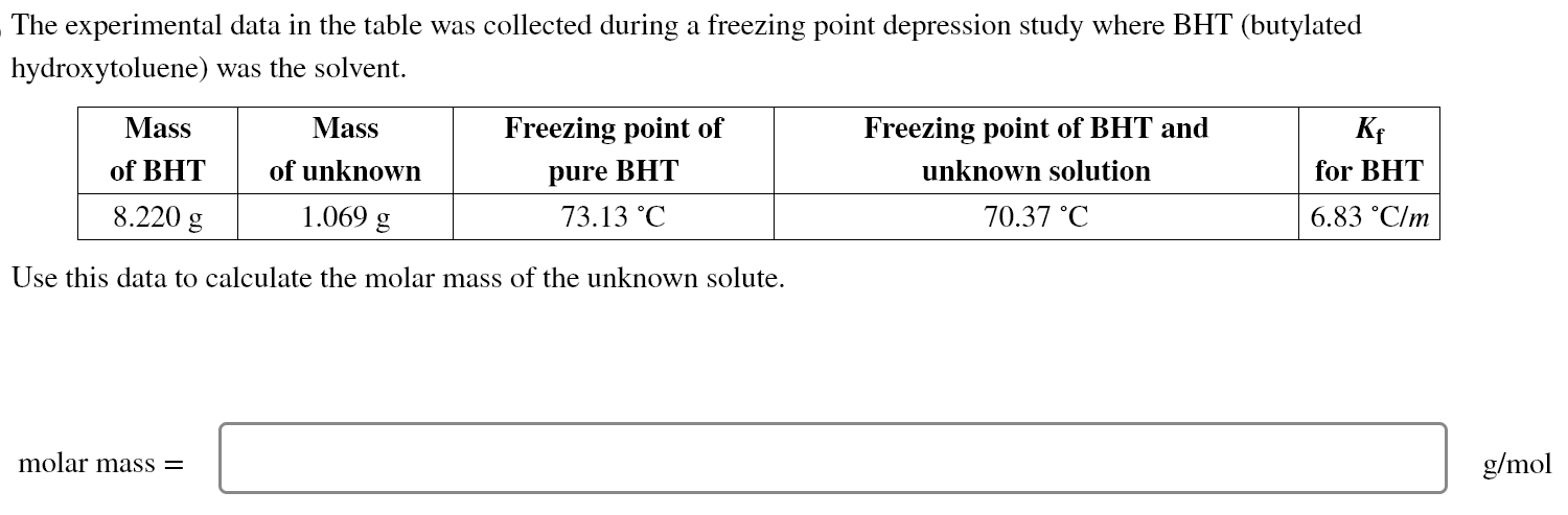 The experimental data in the table was collected during a freezing ...