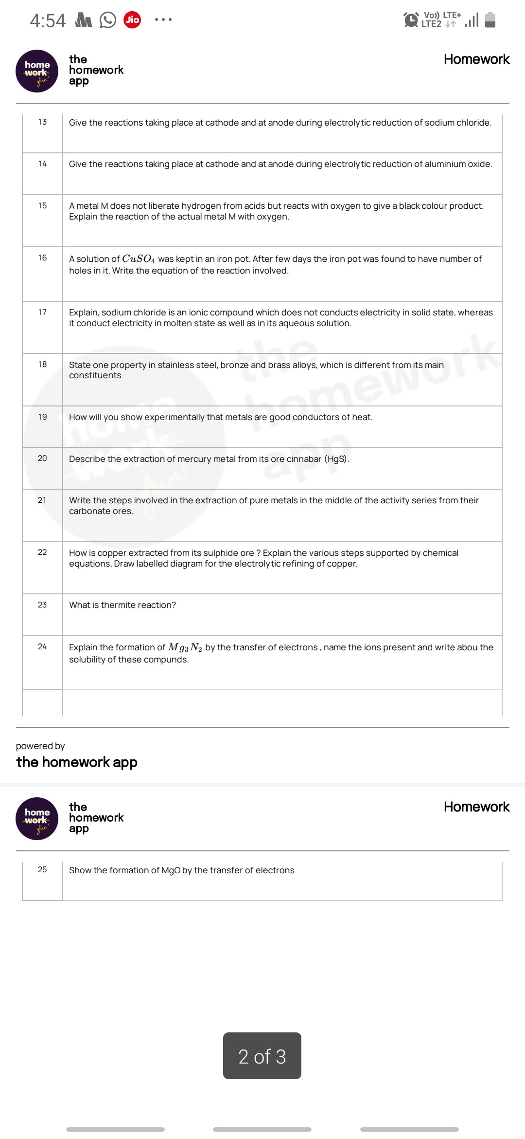 4:54 @) ... Vo)) LTE+ LTE2 home the Homework work hom app powered by the homework app home home ...