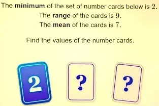 The minimum of the set of number cards below is 2. The range of the ...
