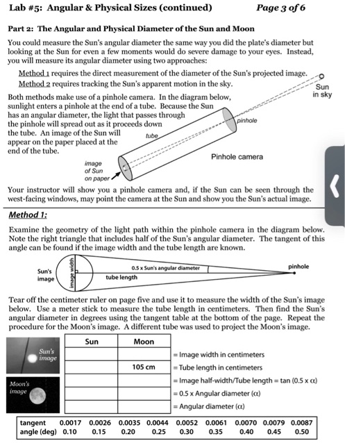 Solved Lab 5 Angular Physical Sizes Continued Page 3 Of 6 Part 2 The Angular And Physical 