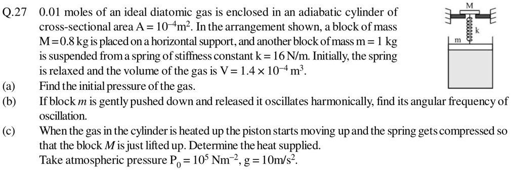 Q27 001 moles of an ideal diatomic gas is enclosed in an...