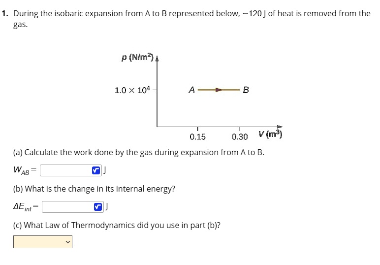 During the isobaric expansion from a to b represented below...