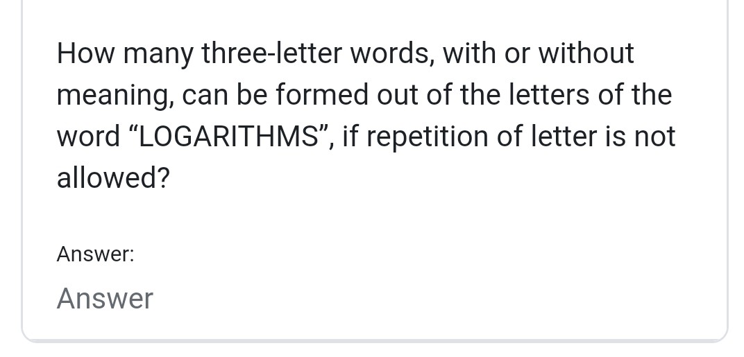 How many three-letter words, with or without meaning, can be formed out ...
