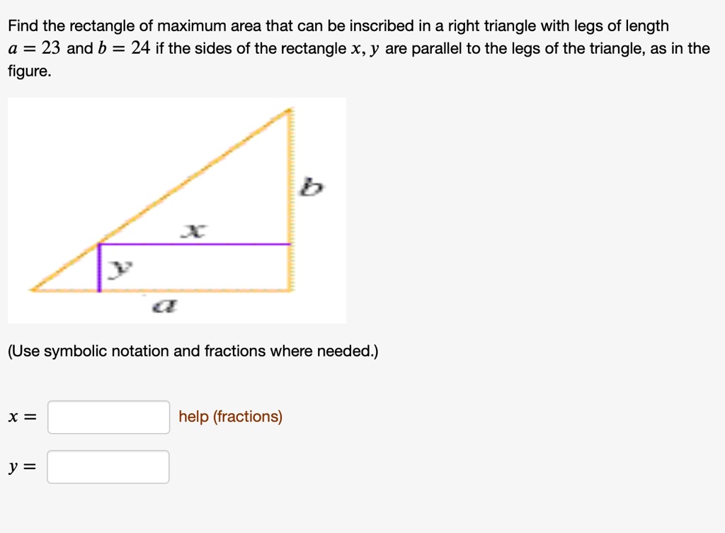SOLVED: Find the rectangle of maximum area that can be inscribed in a ...