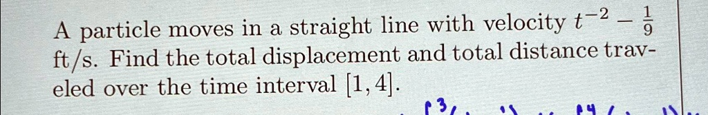 SOLVED: A particle moves in a straight line with velocity t^(-2)-(1)/(9 ...
