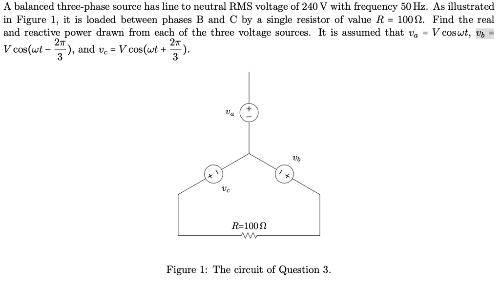 Solved A Balanced Three Phase Source Has A Line To Neutral Rms Voltage