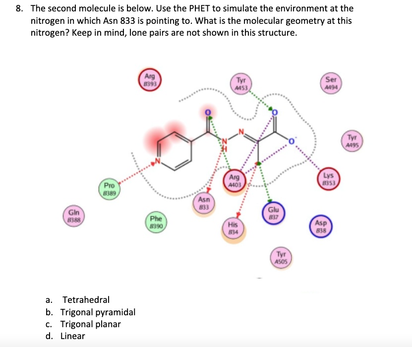 SOLVED: The second molecule is below: Use the PHET to simulate the environment at the nitrogen ...
