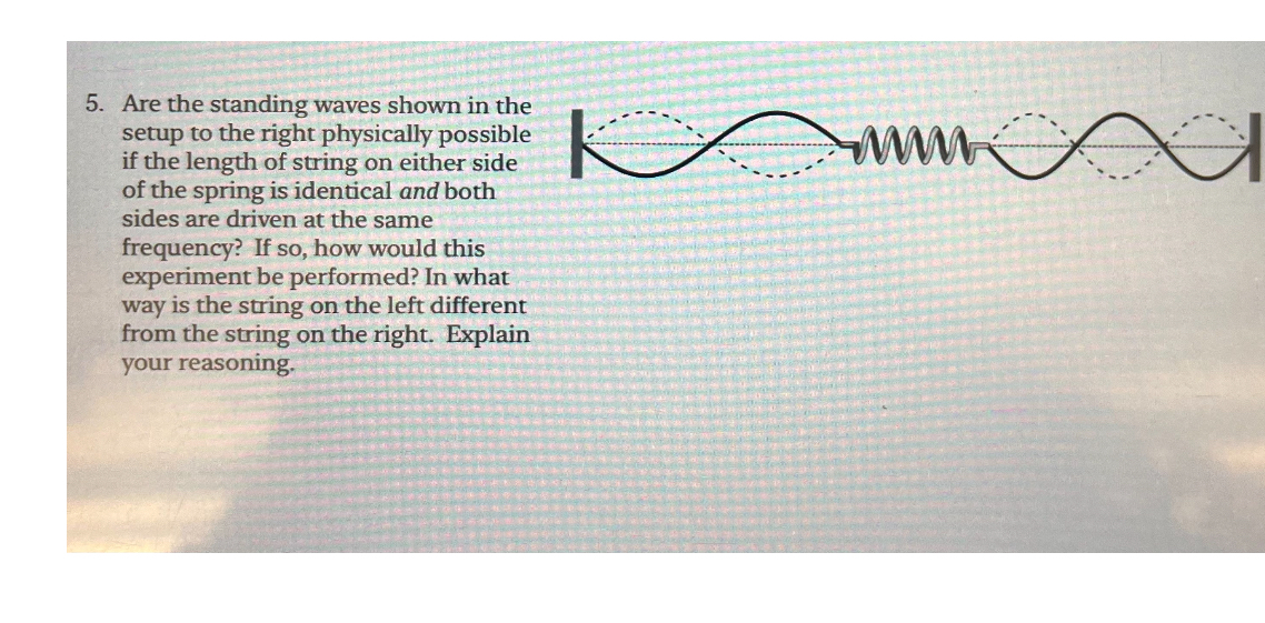 5. Are the standing waves shown in the setup to the right physically possible if the length of ...