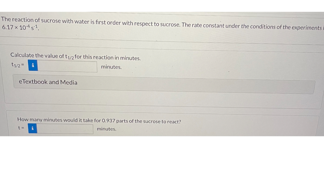SOLVED: The reaction of sucrose with water is first order with respect ...