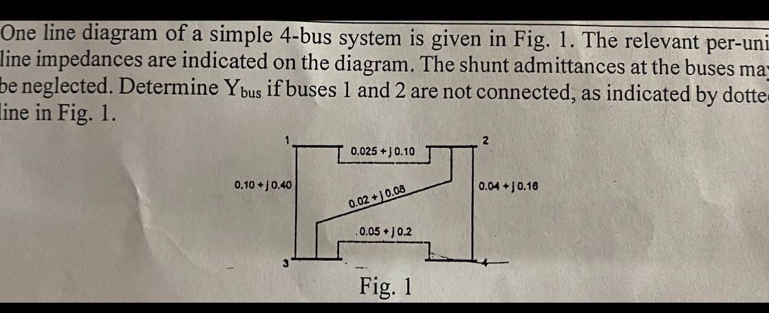 one line diagram of a simple 4 bus system is given in fig 1 the ...