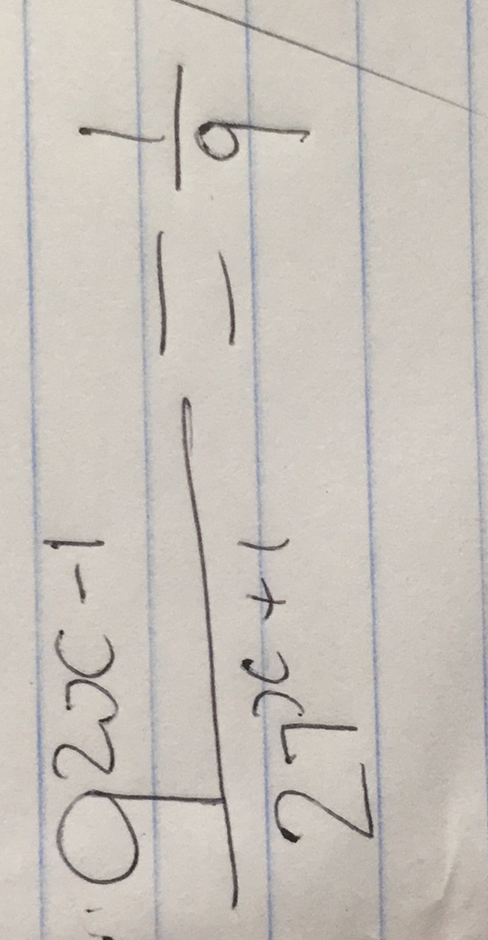 SOLVED: (9^2 x-1)/(27^x+1)=(1)/(9)