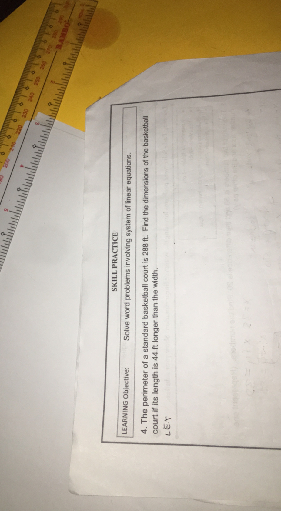 SKILL PRACTICE LEARNING Objective: Solve word problems involving system ...
