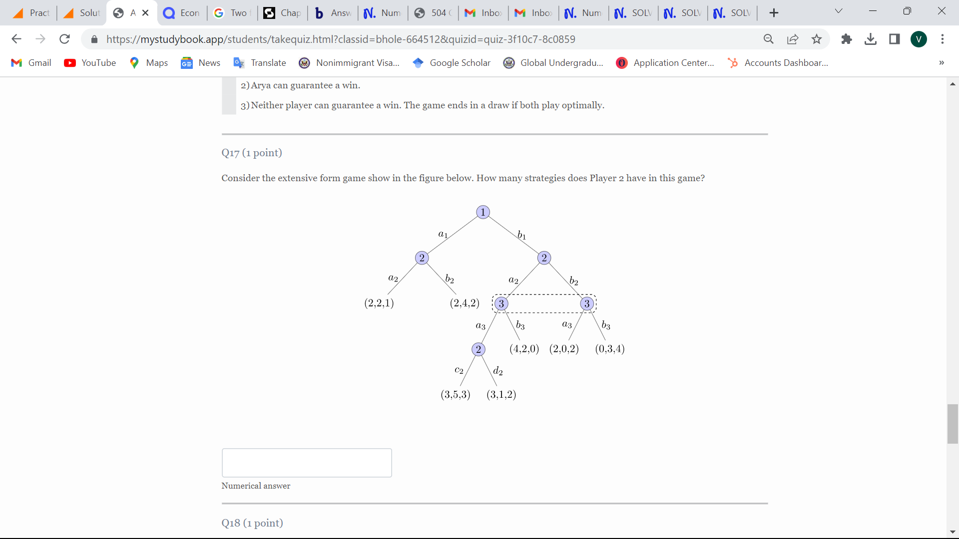 consider the extensive form game show in the figure below what is the ...