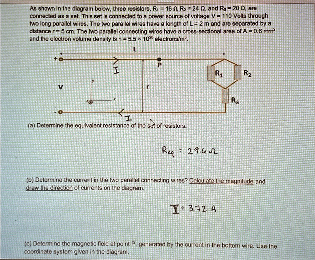 As shown in the diagram below, three resistors, R1 = 16 Ω, R2 = 24 Ω ...