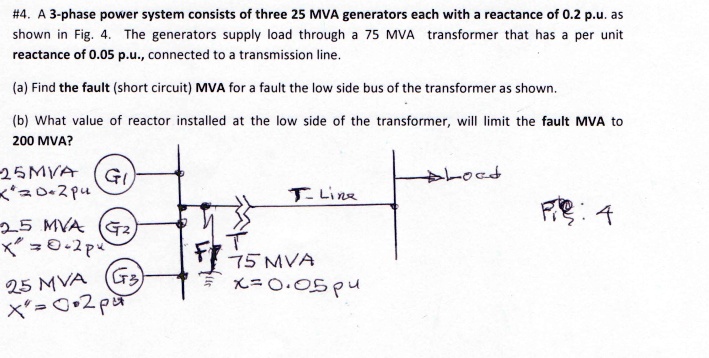 SOLVED: A 3-phase power system consists of three 25 MVA generators ...