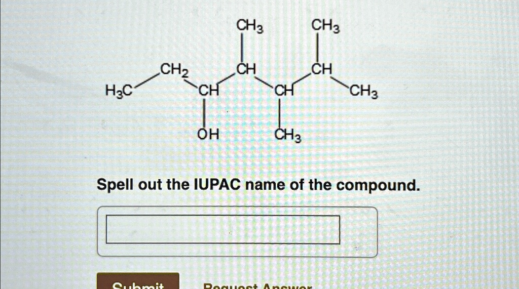 CH3 CH3 CH2 CH CH H3C CH CH CH3 OH CH3 Spell out the IUPAC name of the compound.