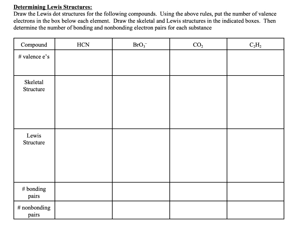 SOLVED: Determining LewisStructures: Draw the Lewis dot structures for the following compounds ...