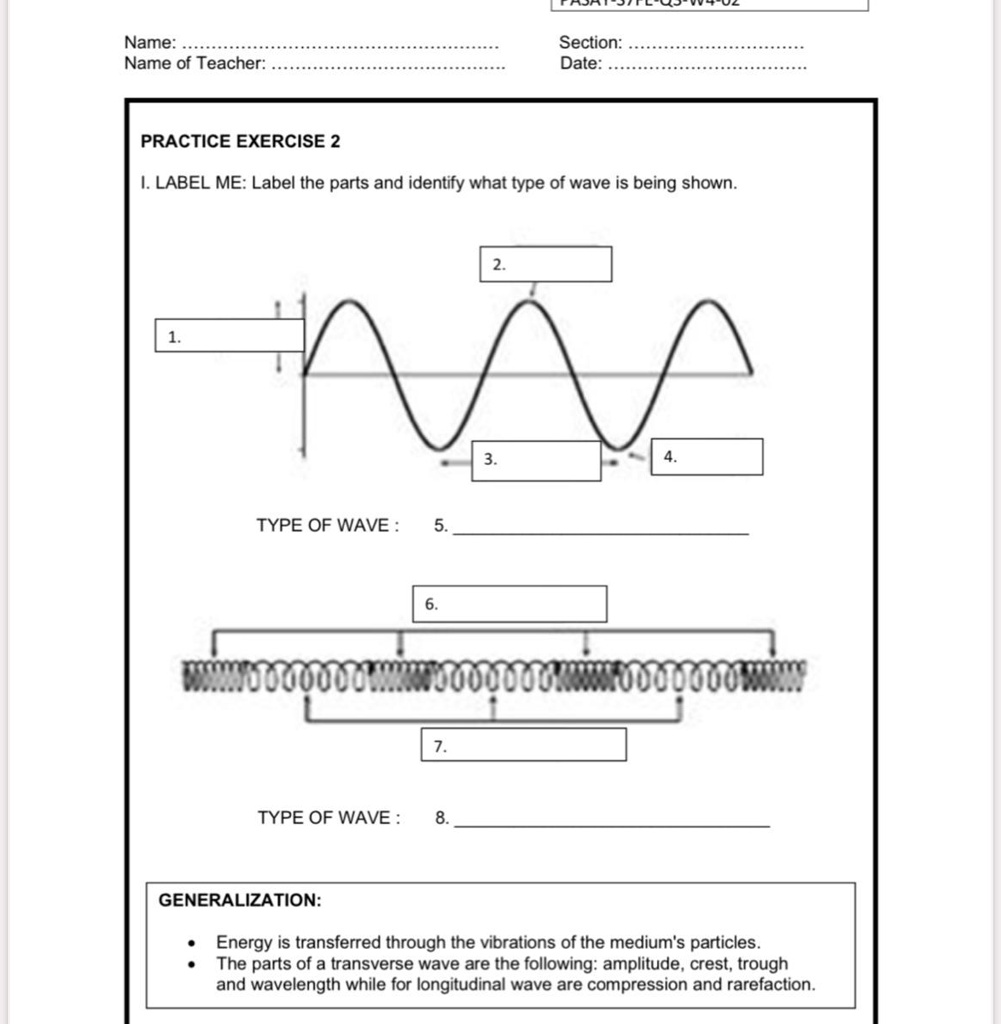 Name: Name of Teacher: Section: Date: PRACTICE EXERCISE 2 I. LABEL ME ...