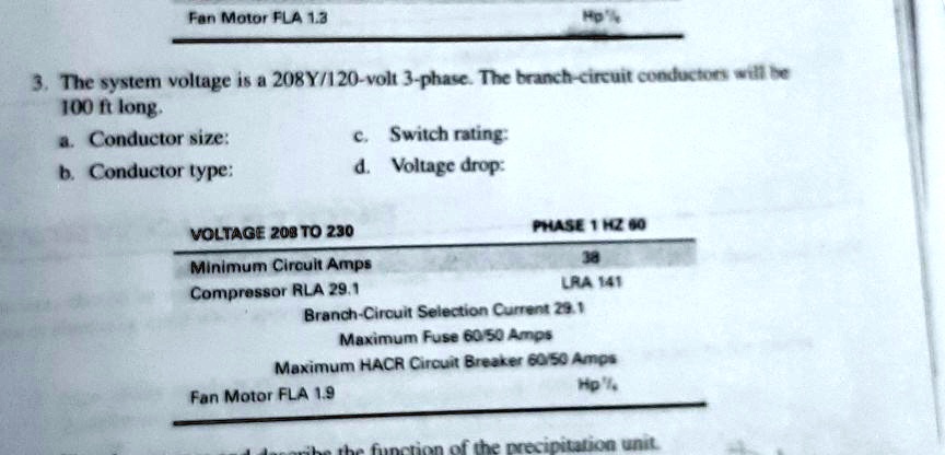 The system voltage is 208Y/120-volt 3-phase. The branch-circuit ...