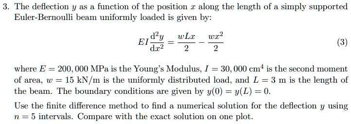 3. The deflection y as a function of the position x along the length of a simply supported Euler ...