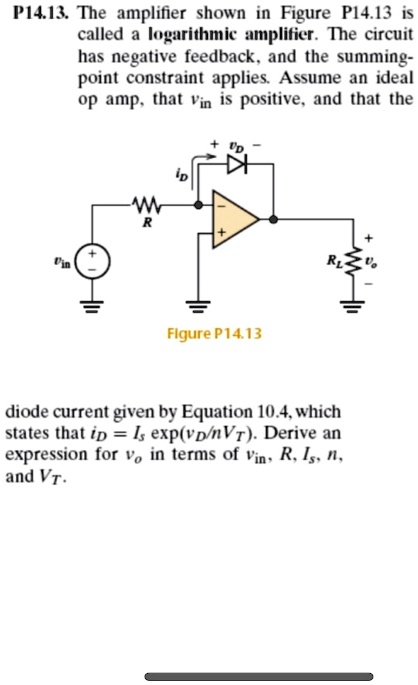 SOLVED: The amplifier shown in Figure P14.13 is called a logarithmic ...