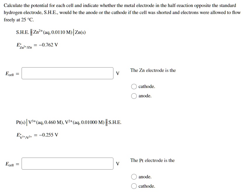 [GET ANSWER] calculate the potential for each cell and indicate whether ...