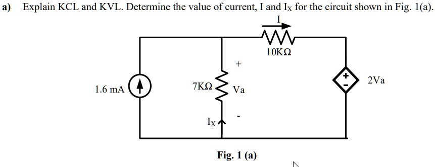 a) Explain KCL and KVL. Determine the value of current, I and Ix for the circuit shown in Fig. 1(a).
