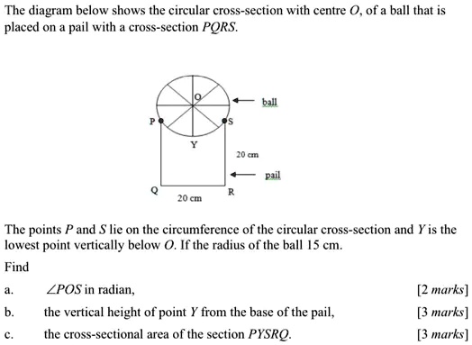 SOLVED: The diagram below shows the circular cross-section with center ...