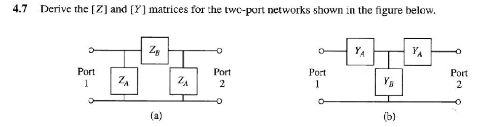 4.7 Derive the [Z] and [Y] matrices for the two-port networks shown in ...